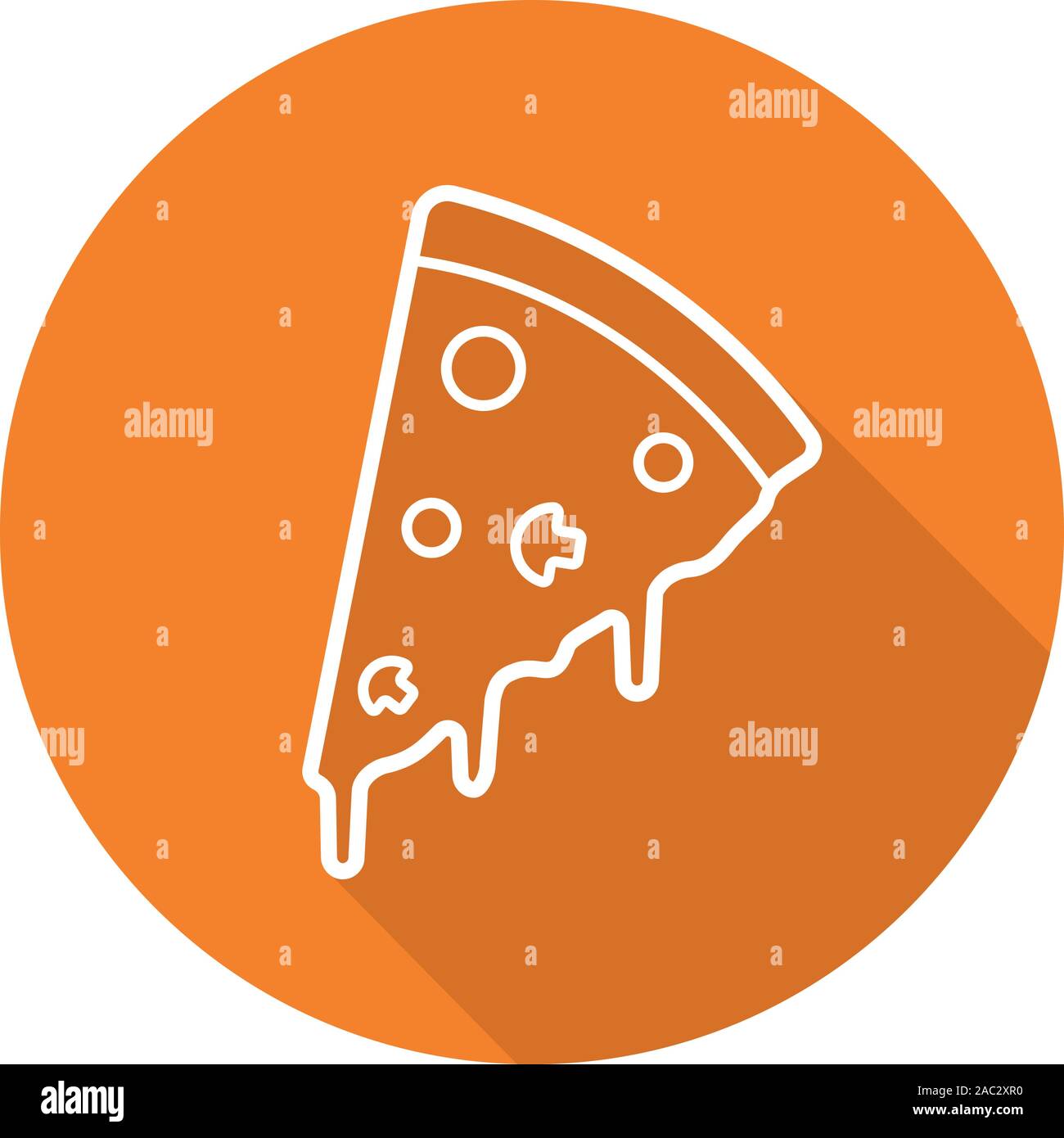 Pizzeria flat linear long shadow icon. Pizza slice. Vector line symbol ...