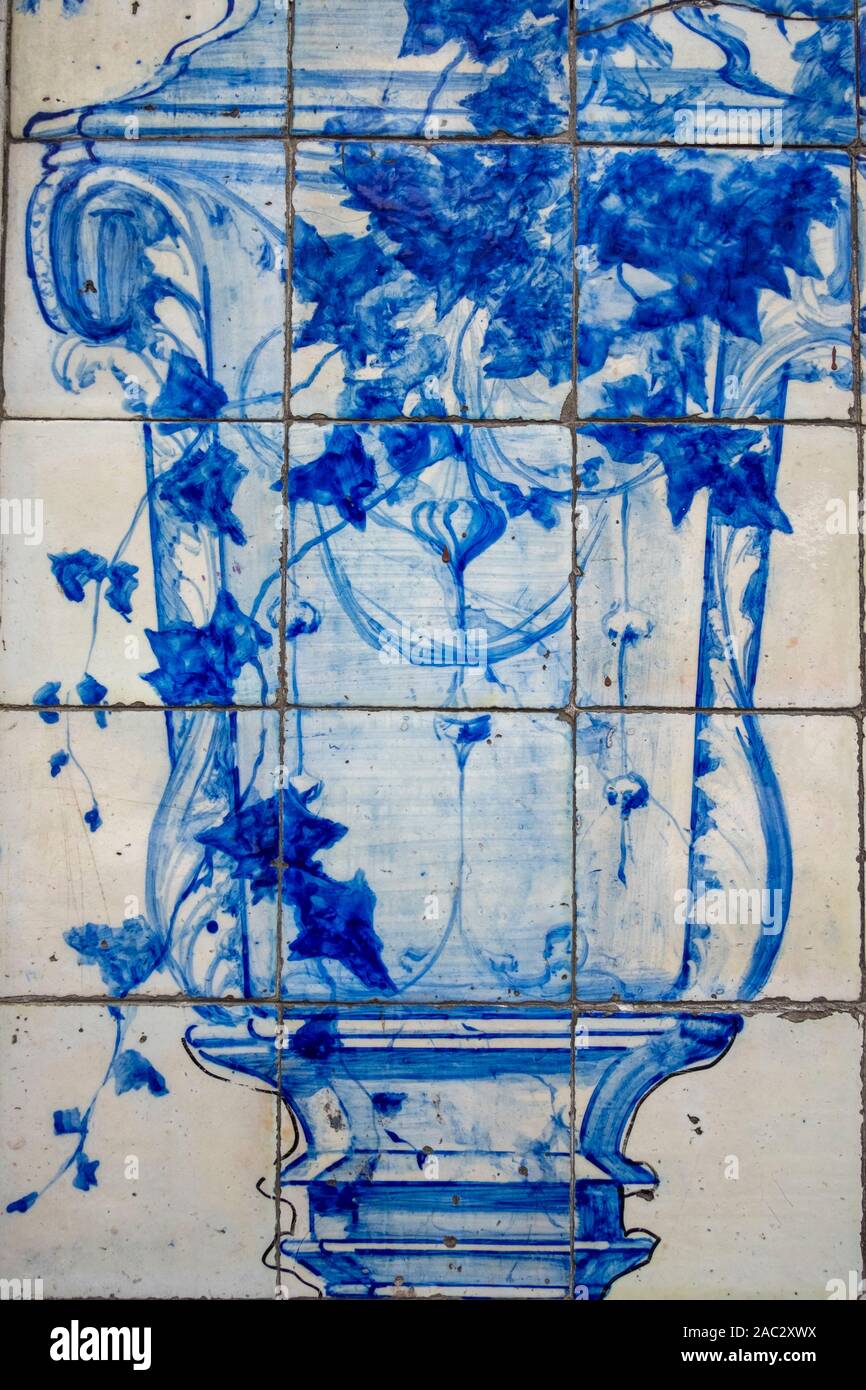 Detail of tiles in Porto, Portugal. Famous for their tile work, known ...