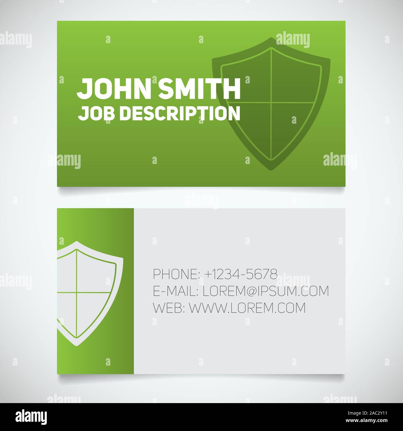 Business card print template with shield logo. Easy edit. Protection ...