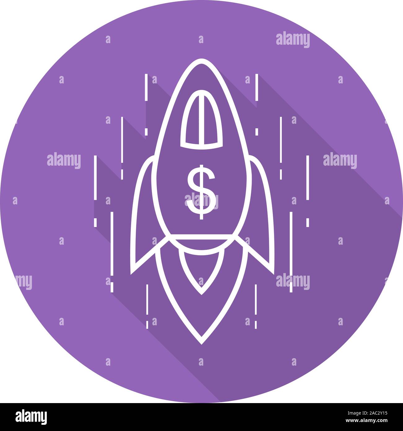 Business success concept. Spaceship flat linear long shadow icon. Goal ...