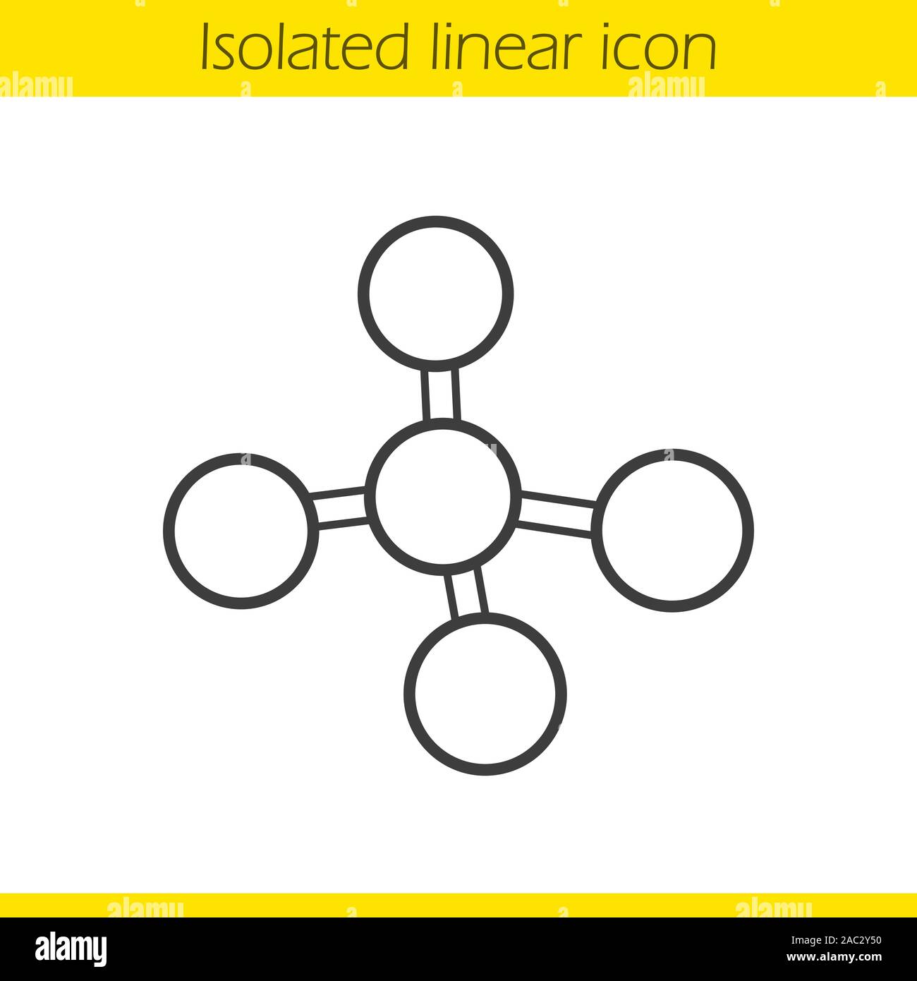 Molecule linear icon. Thin line illustration. Molecular structure model ...