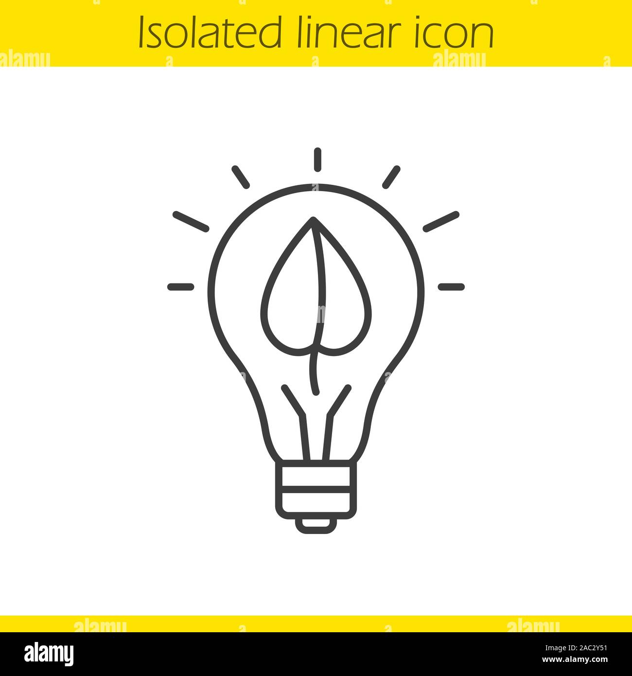 Eco energy concept linear icon. Thin line illustration. Lightbulb with ...