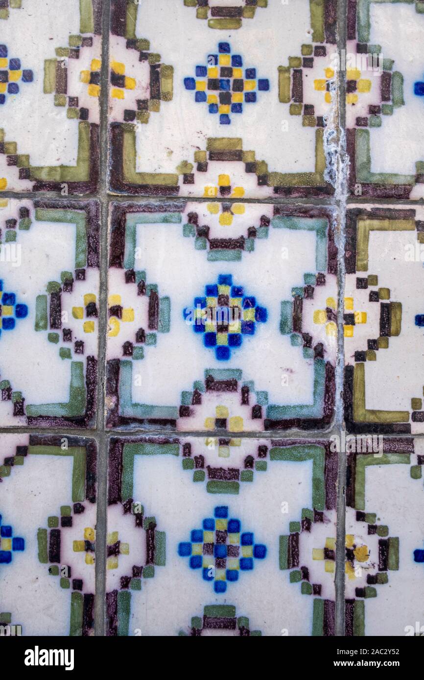 Detail of tiles in Porto, Portugal. Famous for their tile work, known ...
