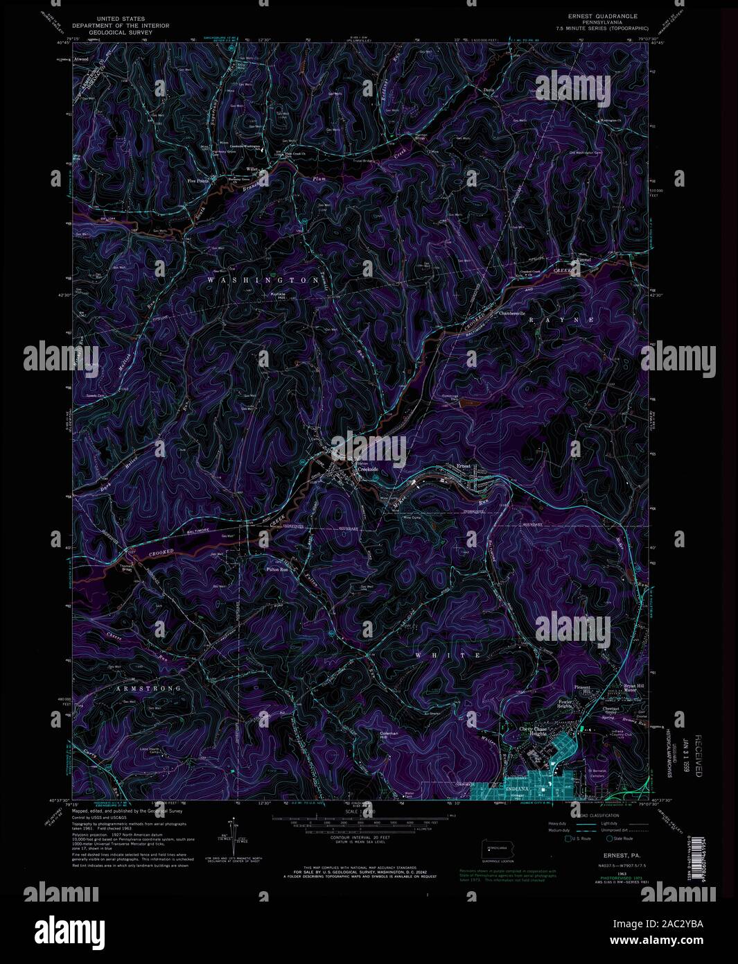 USGS TOPO Map Pennsylvania PA Ernest 172510 1963 24000 Inverted ...