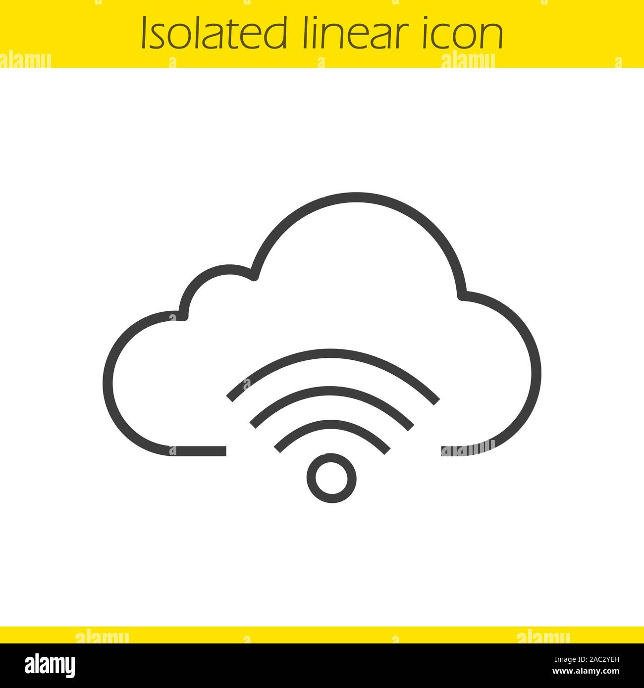 Cloud computing wifi connection linear icon. Thin line illustration. Wifi signal contour symbol ...