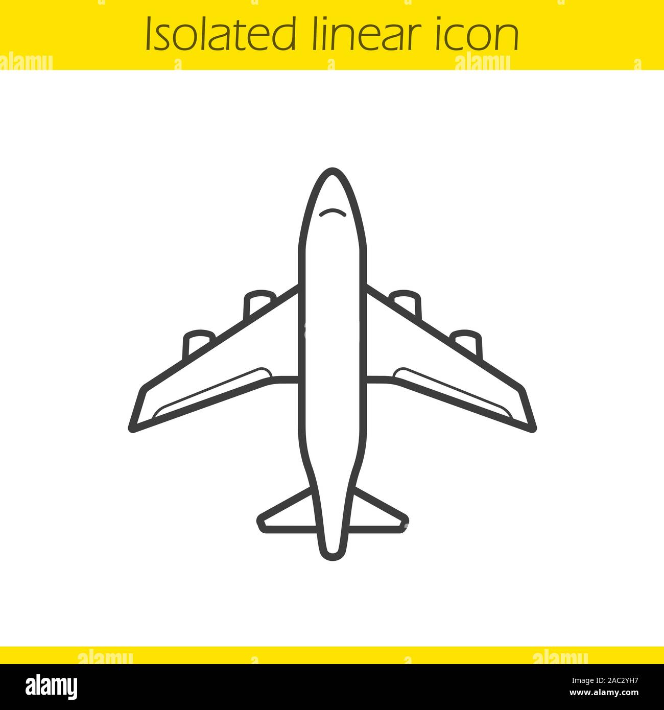 Plane linear icon. Thin line illustration. Airplane flight contour ...