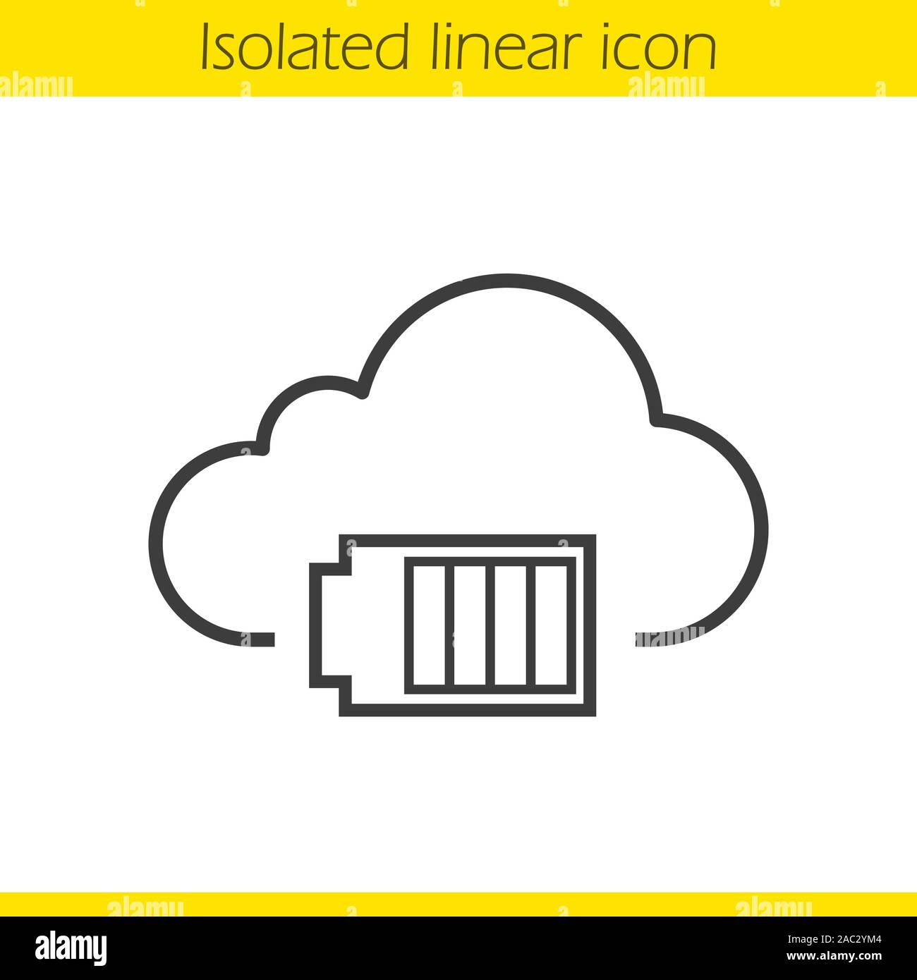 Cloud computing linear icon. Thin line illustration. Battery charge ... Cloud computing linear icon. Thin line illustration. Battery charge ...