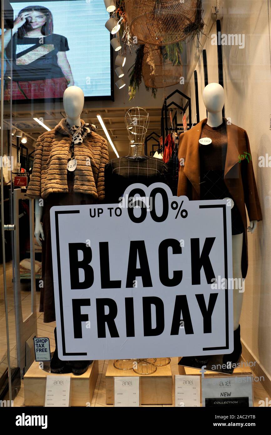 A Black Friday logo seen inside a shop during the Black Friday Sales.At ...