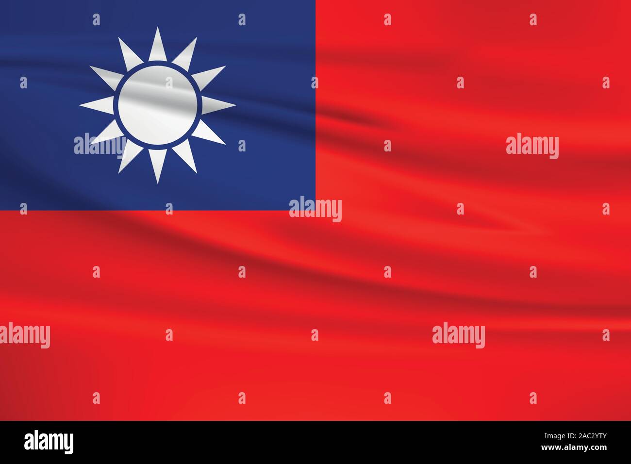 Waving Taiwan flag, official colors and ratio correct. Taiwan national ...