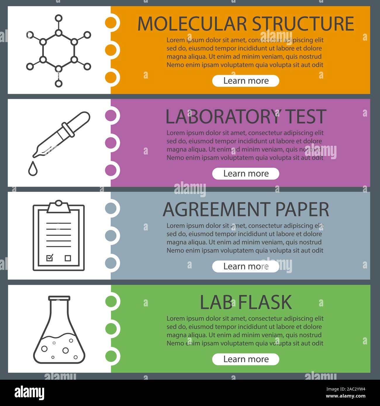 Science lab banner templates set. Easy to edit. Pipette with drop ...