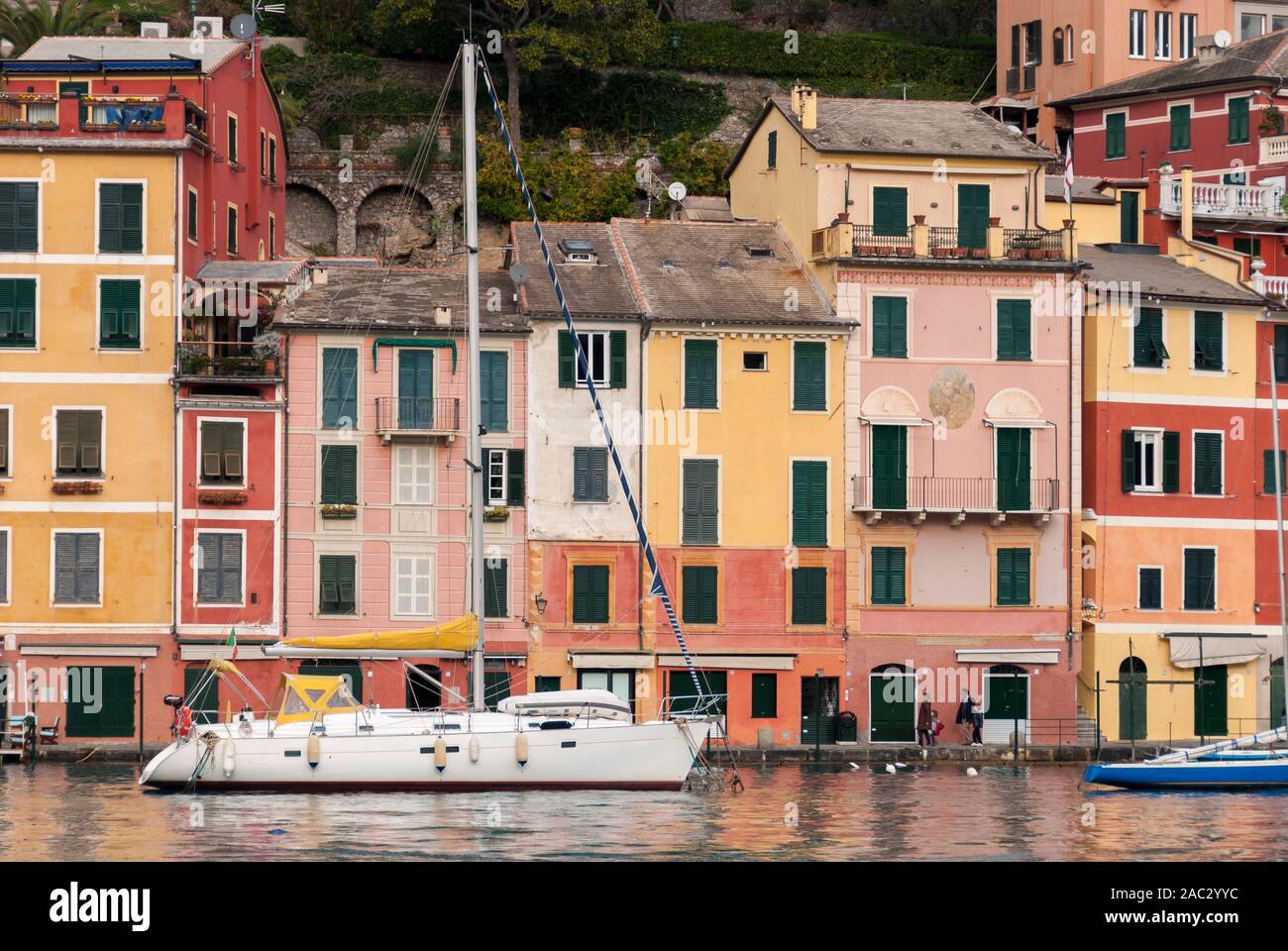 landscapes, houses and villas on the coast of Portofino in Genoa in ...