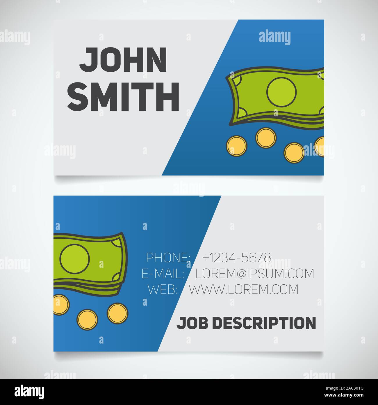 Business card print template with cash and coins logo. Easy edit ...
