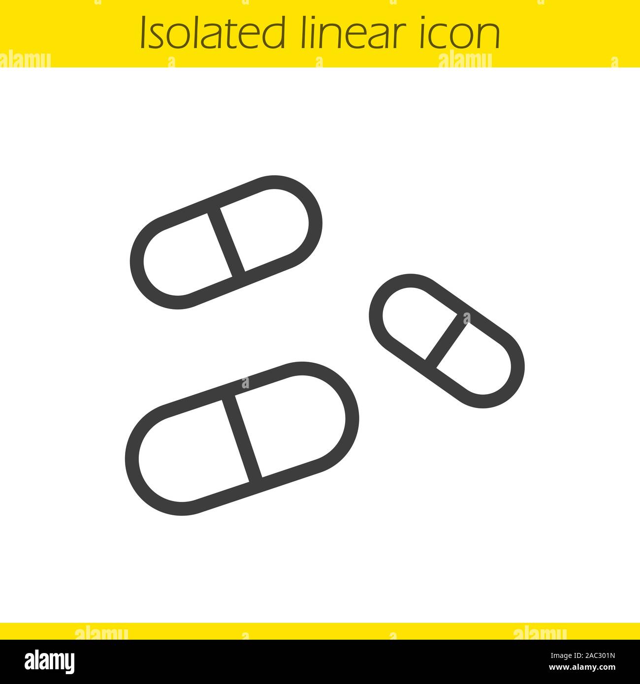 Medicine pills linear icon. Thin line illustration. Drugs contour ...