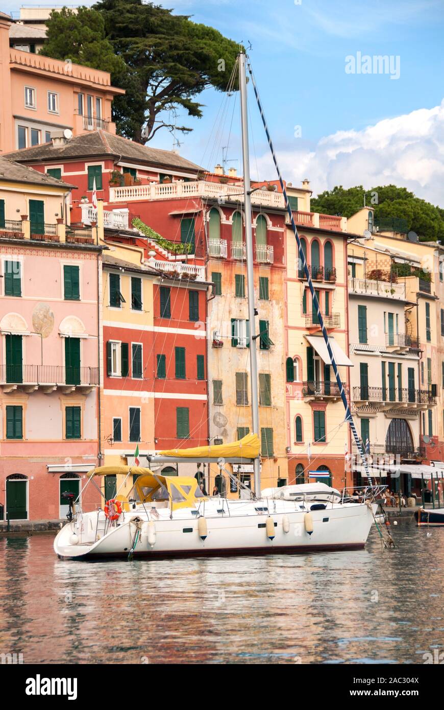 landscapes, houses and villas on the coast of Portofino in Genoa in ...