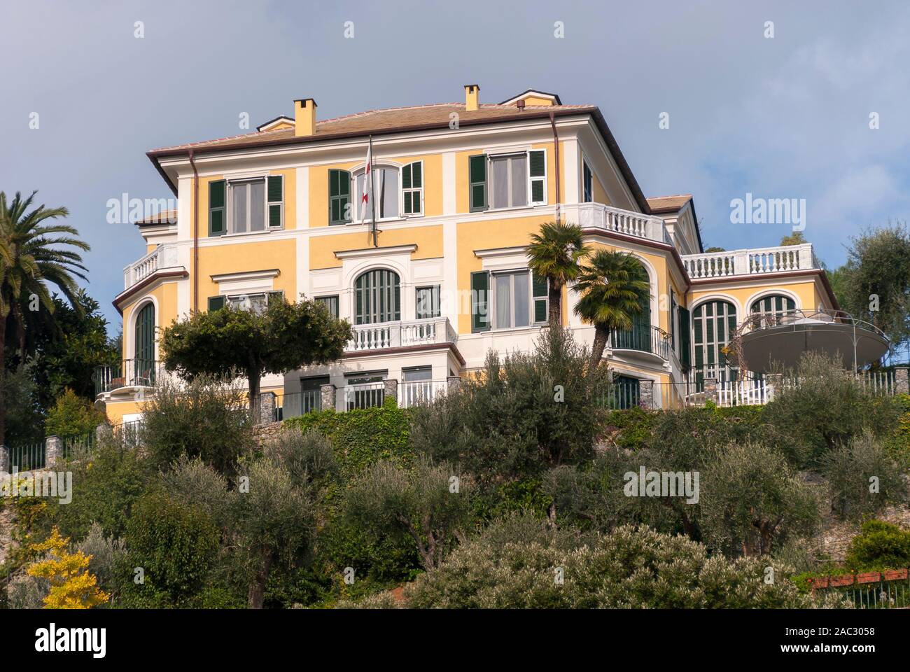 landscapes, houses and villas on the coast of Portofino in Genoa in ...