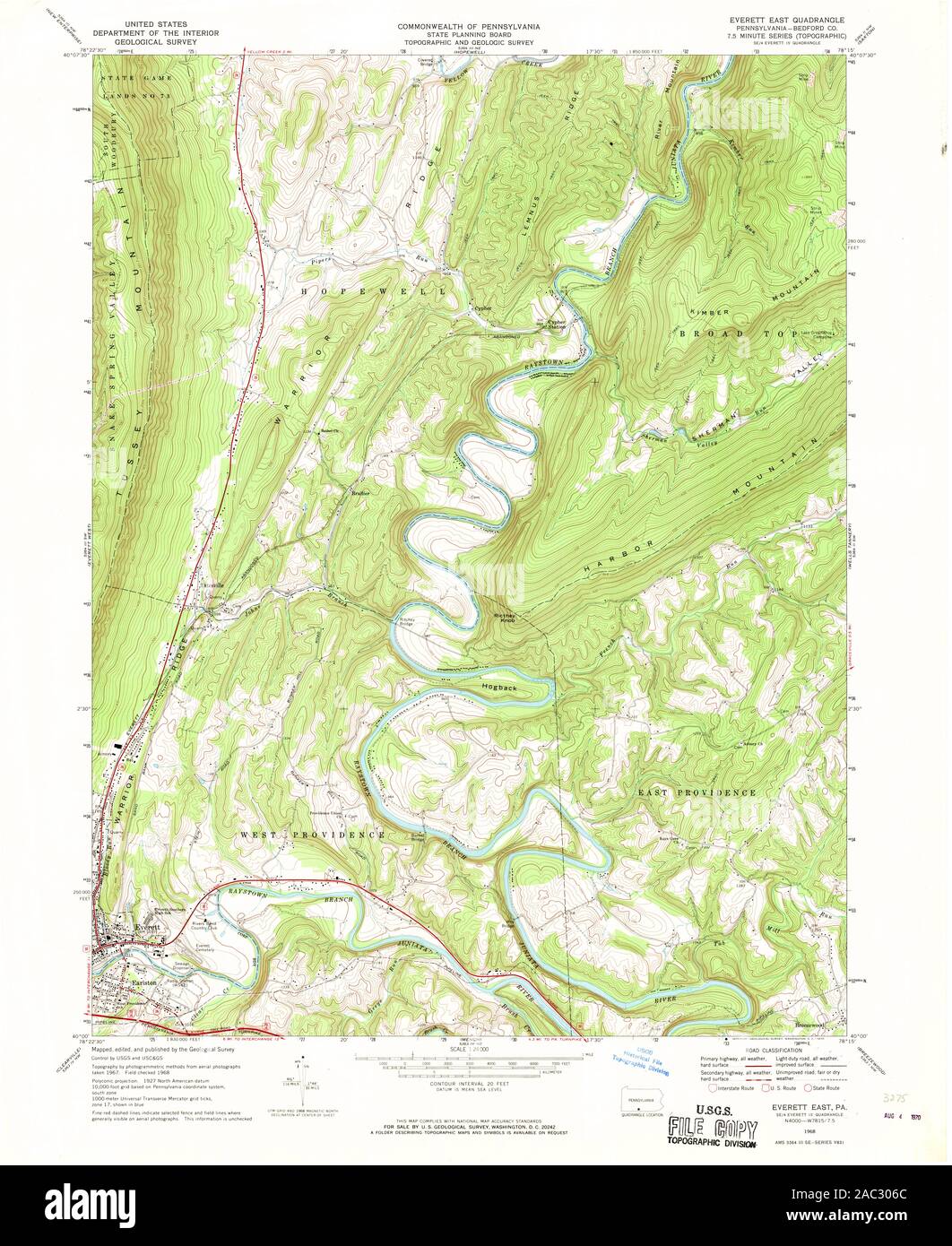 USGS TOPO Map Pennsylvania PA Everett East 172514 1968 24000 ...