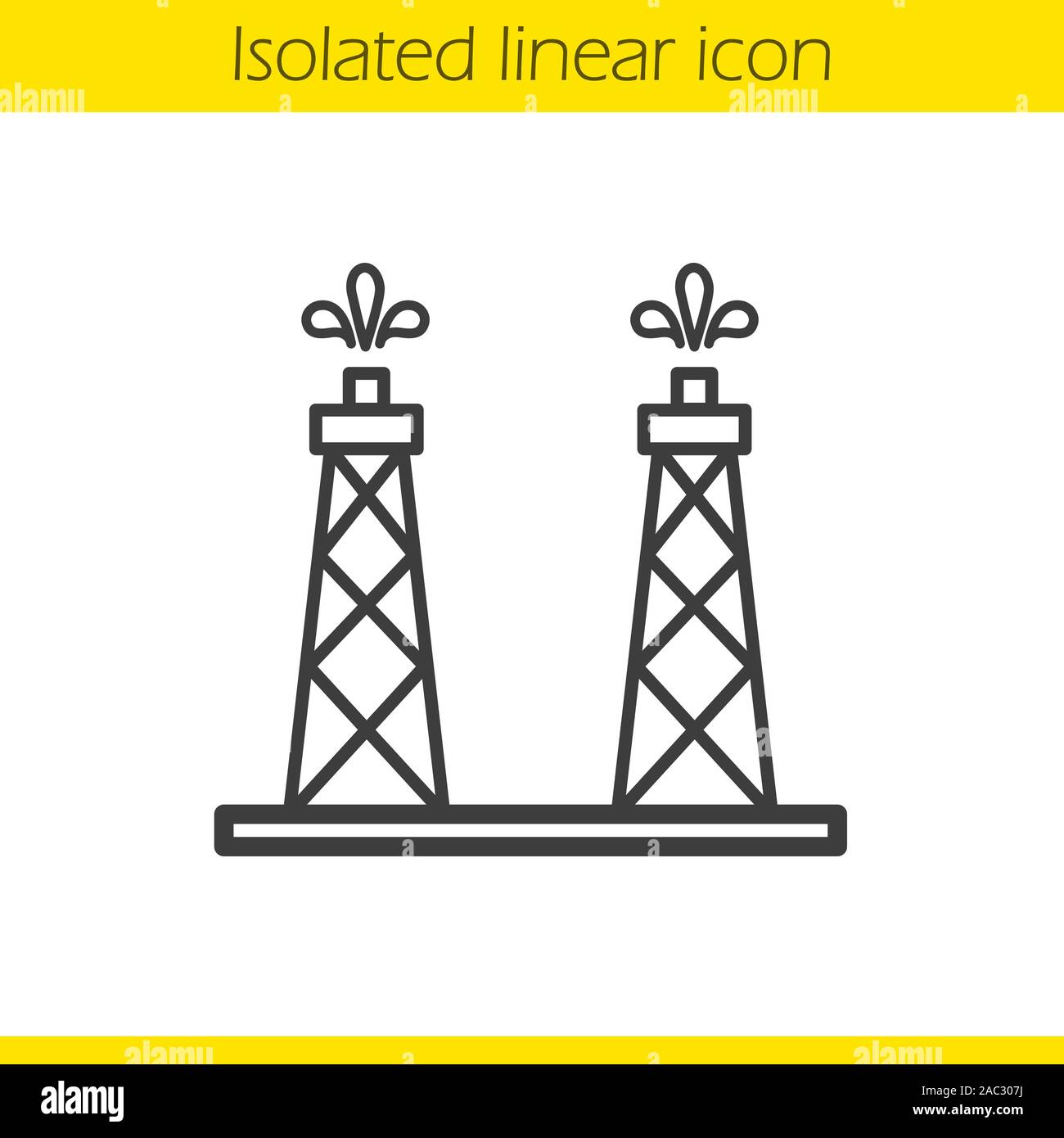Oil production platforms linear icon. Thin line illustration. Oil tower ...