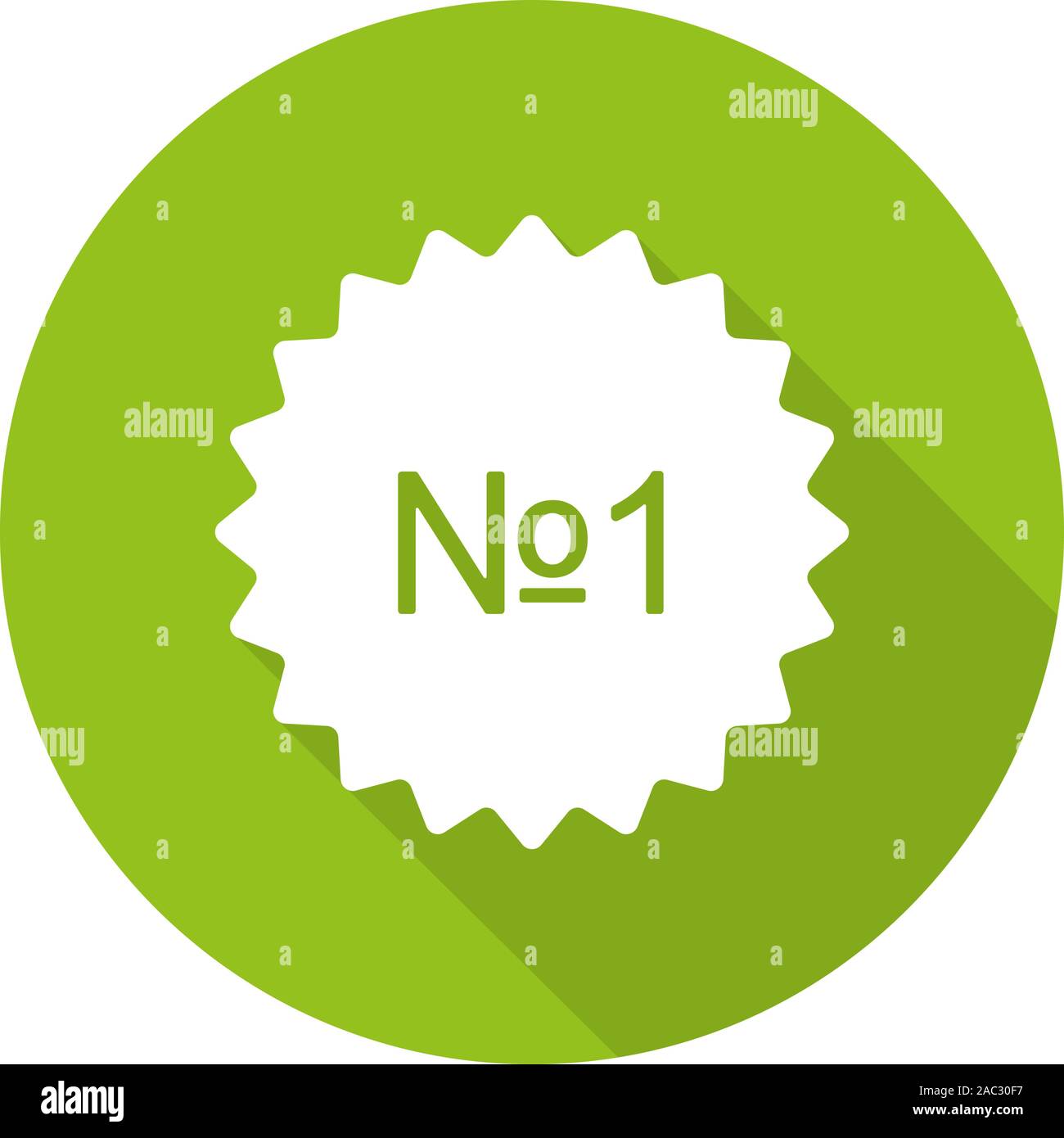 Number 1 green sticker. Flat design long shadow icon. Best product ...