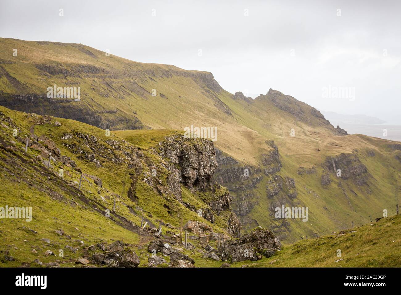 Beautiful autumn panoramic landscape in Scotland, wet weather outside ...