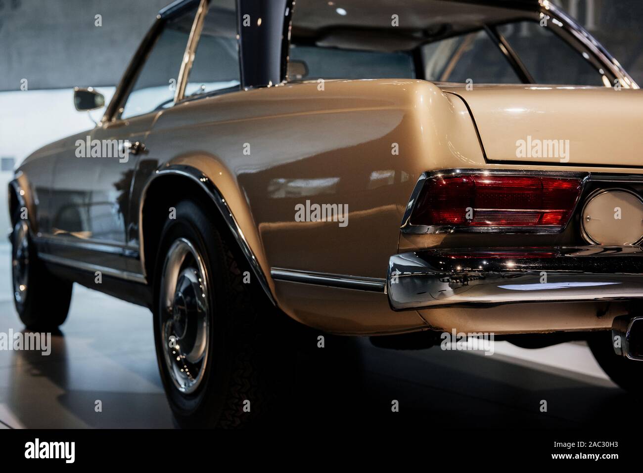 Ground view of rear part of vehicle. Photo of brown vintage polished ...