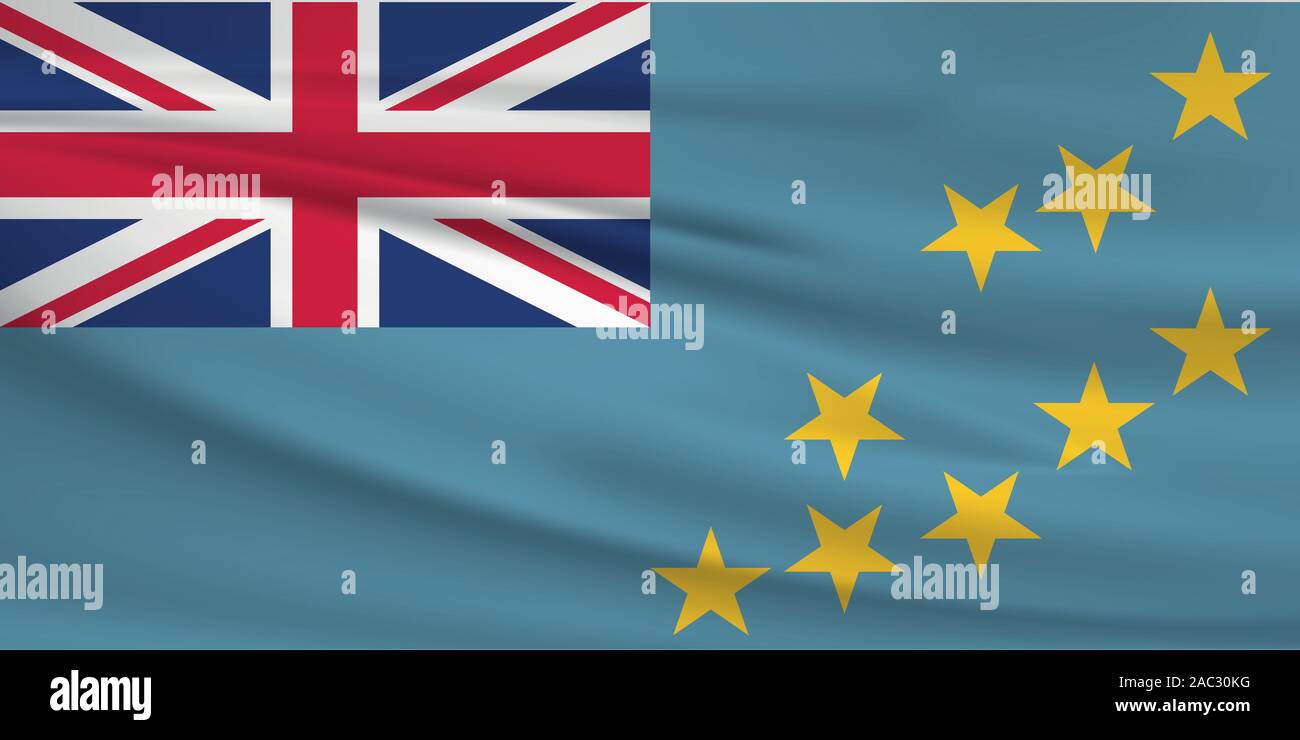 Waving Tuvalu flag, official colors and ratio correct. Tuvalu national ...