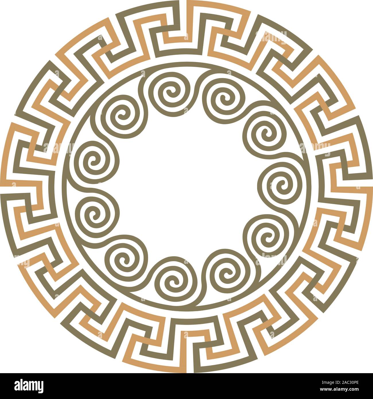 Vector traditional vintage round Greek ornament Meander Stock Vector ...