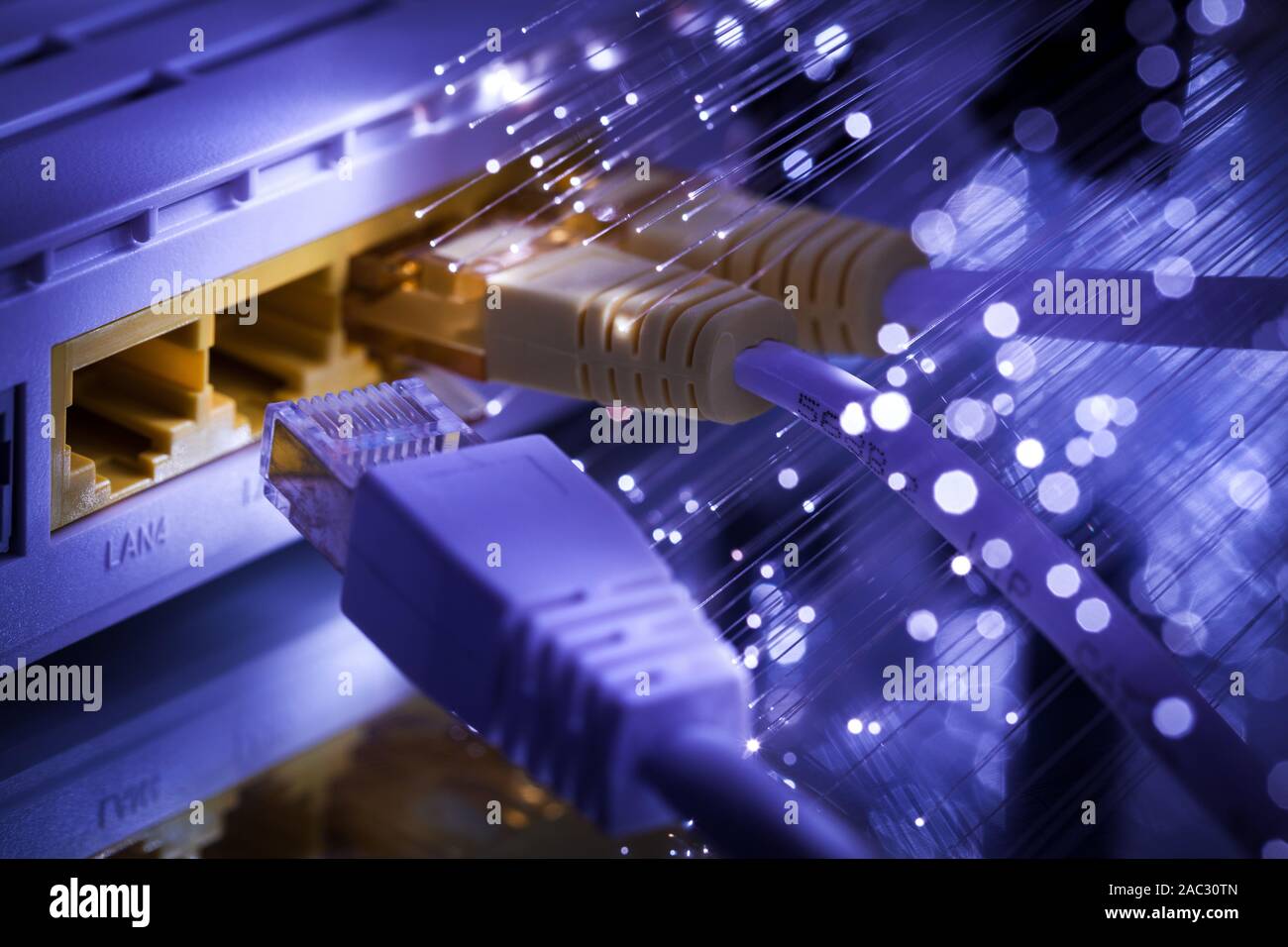 net cable connection - optic fiber Stock Photo - Alamy