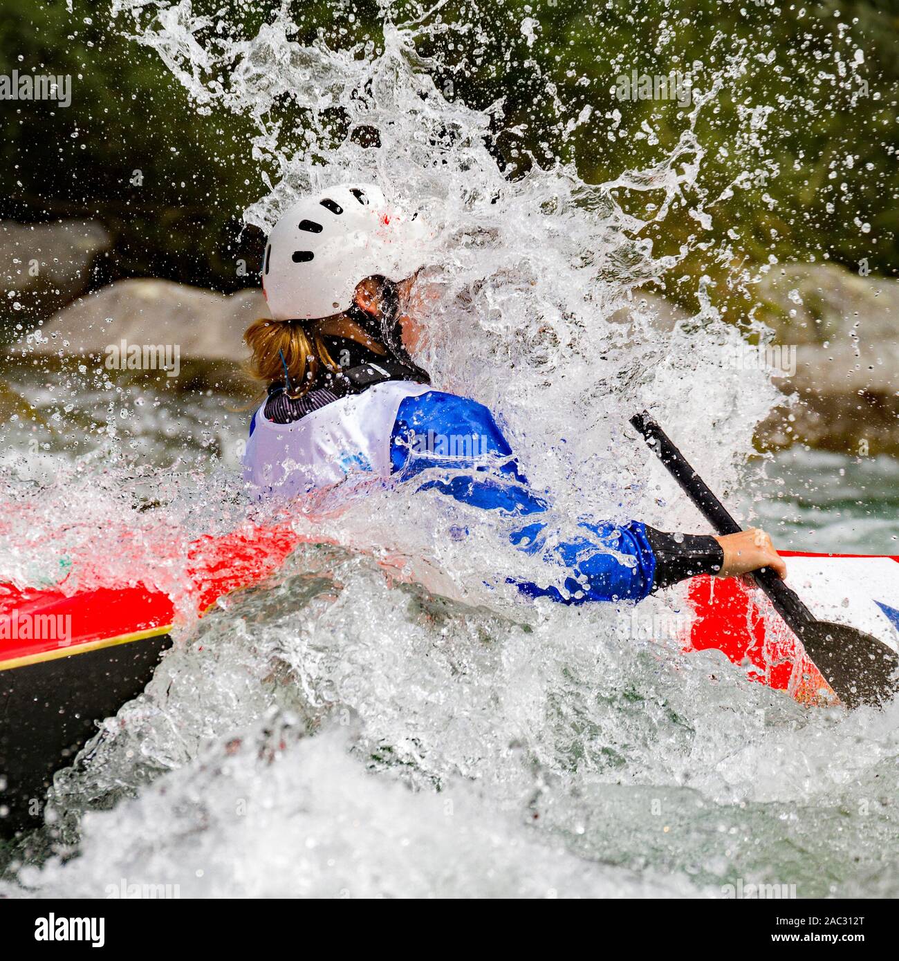 kayak race in the rapids Stock Photo - Alamy