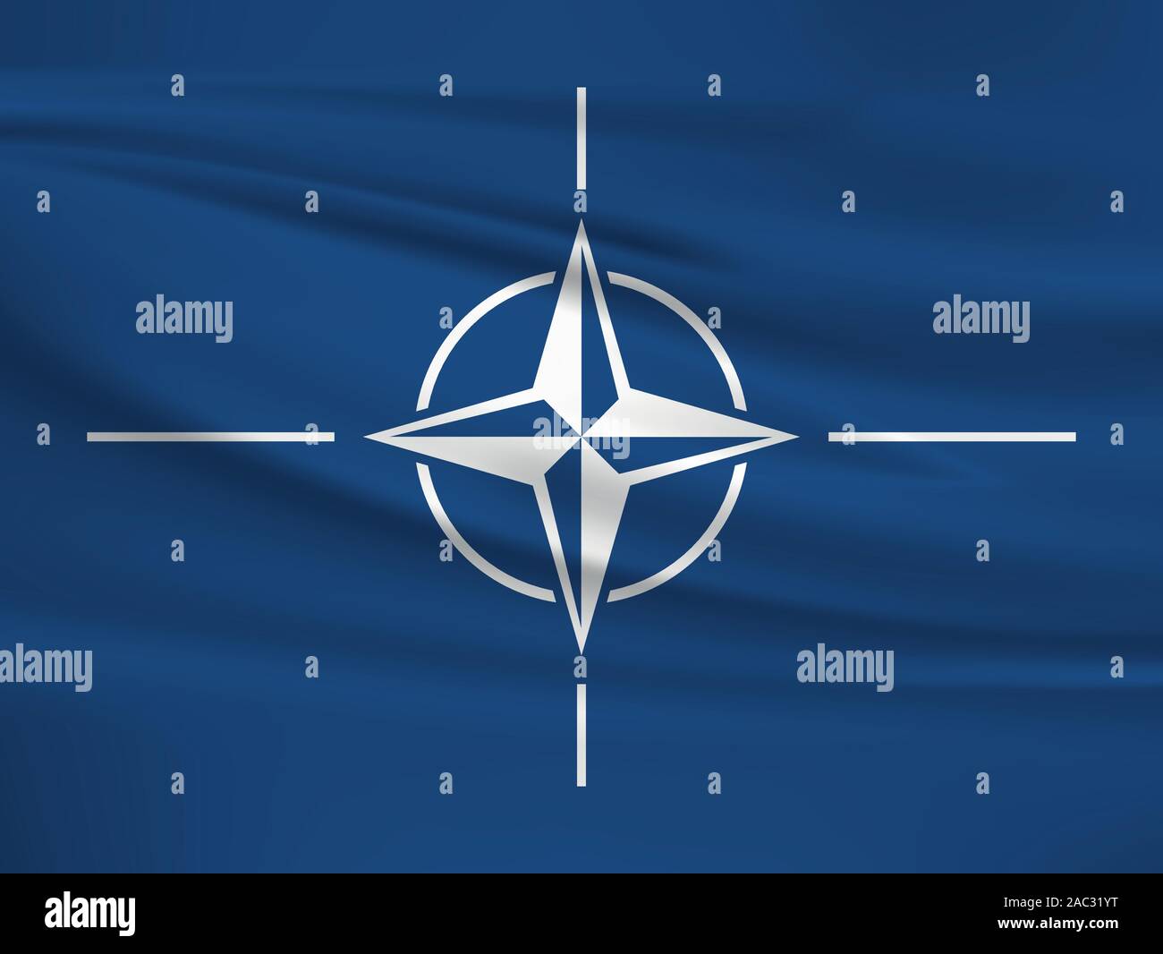 Waving North Atlantic Treaty Organization flag, official colors and ...