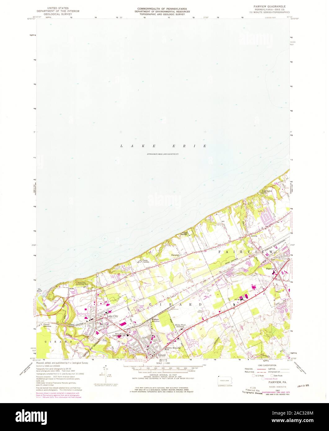 USGS TOPO Map Pennsylvania PA Fairview 172650 1957 24000 Restoration ...