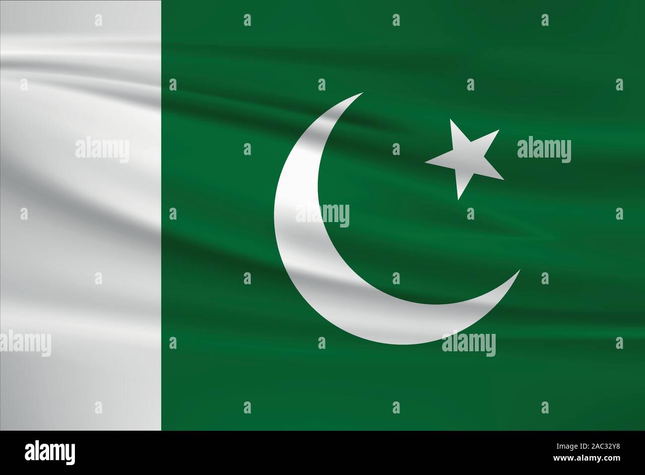 Waving Pakistan flag, official colors and ratio correct. Pakistan ...