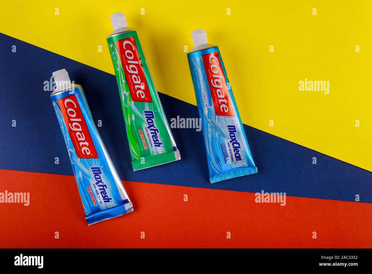 New York NY NOV 29 2019: Colgate, a brand of oral hygiene products ...