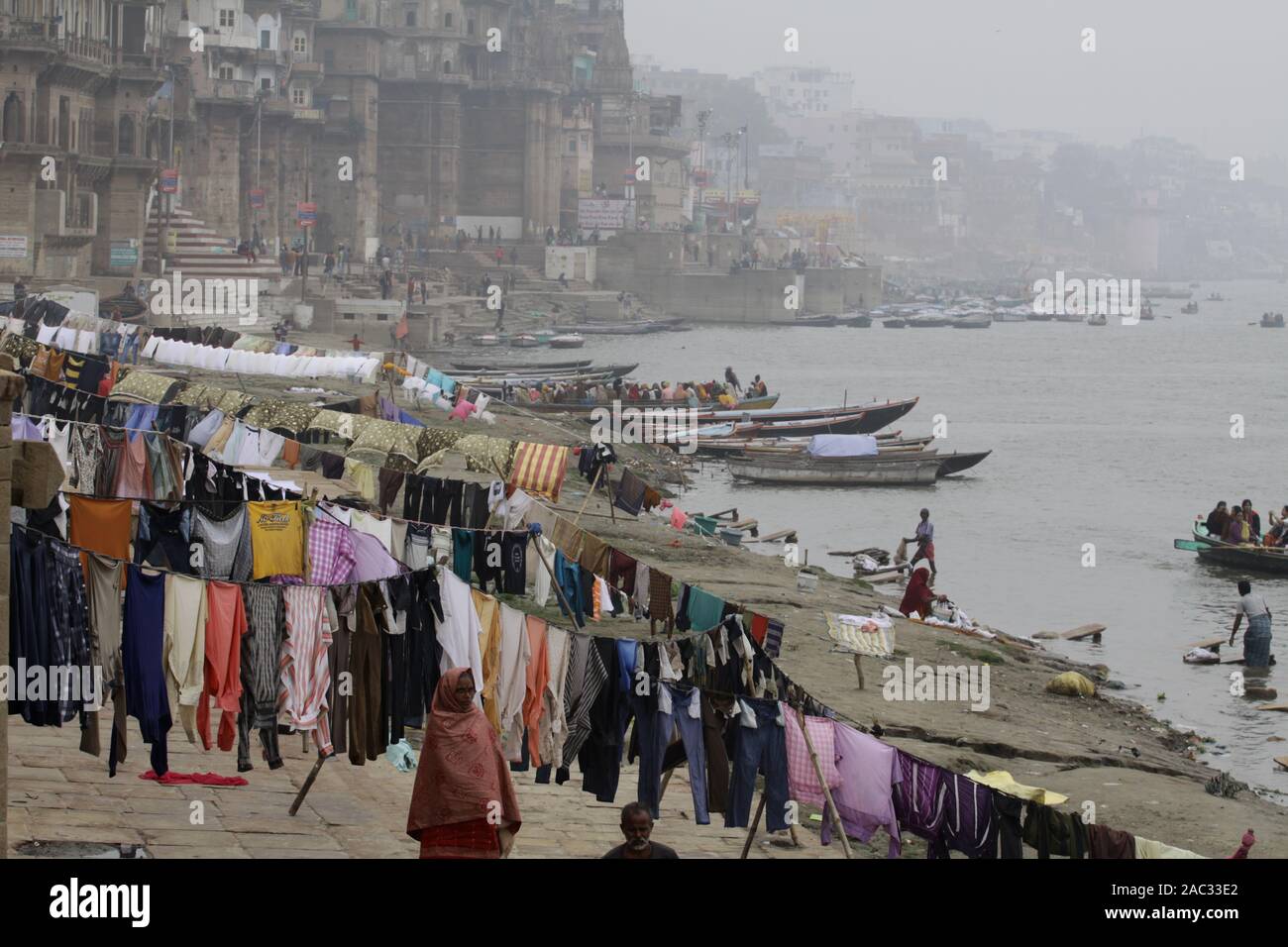 Dhobighat, the place where clothes are washed in the Ganga river in ...