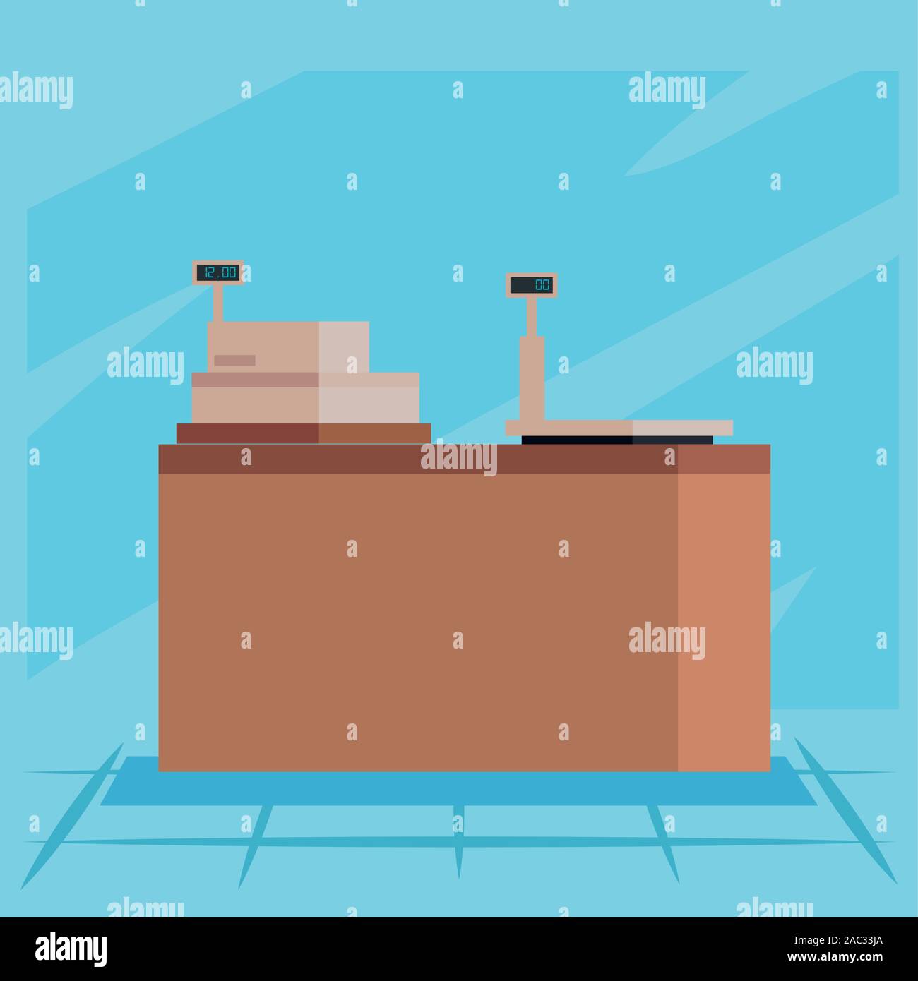 Shopping cash register and scale vector design Stock Vector Image & Art ...