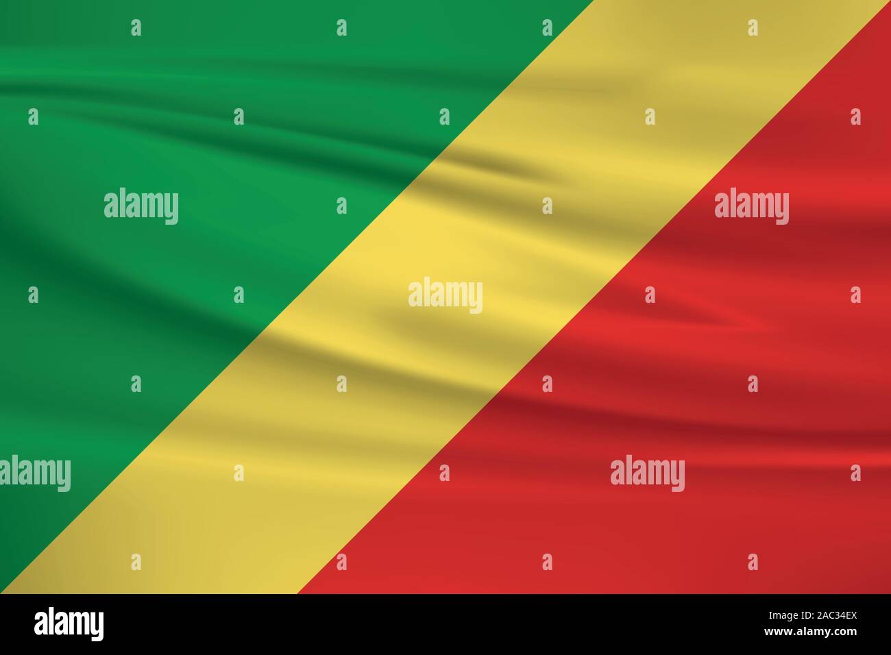Waving Republic of Congo flag, official colors and ratio correct ...