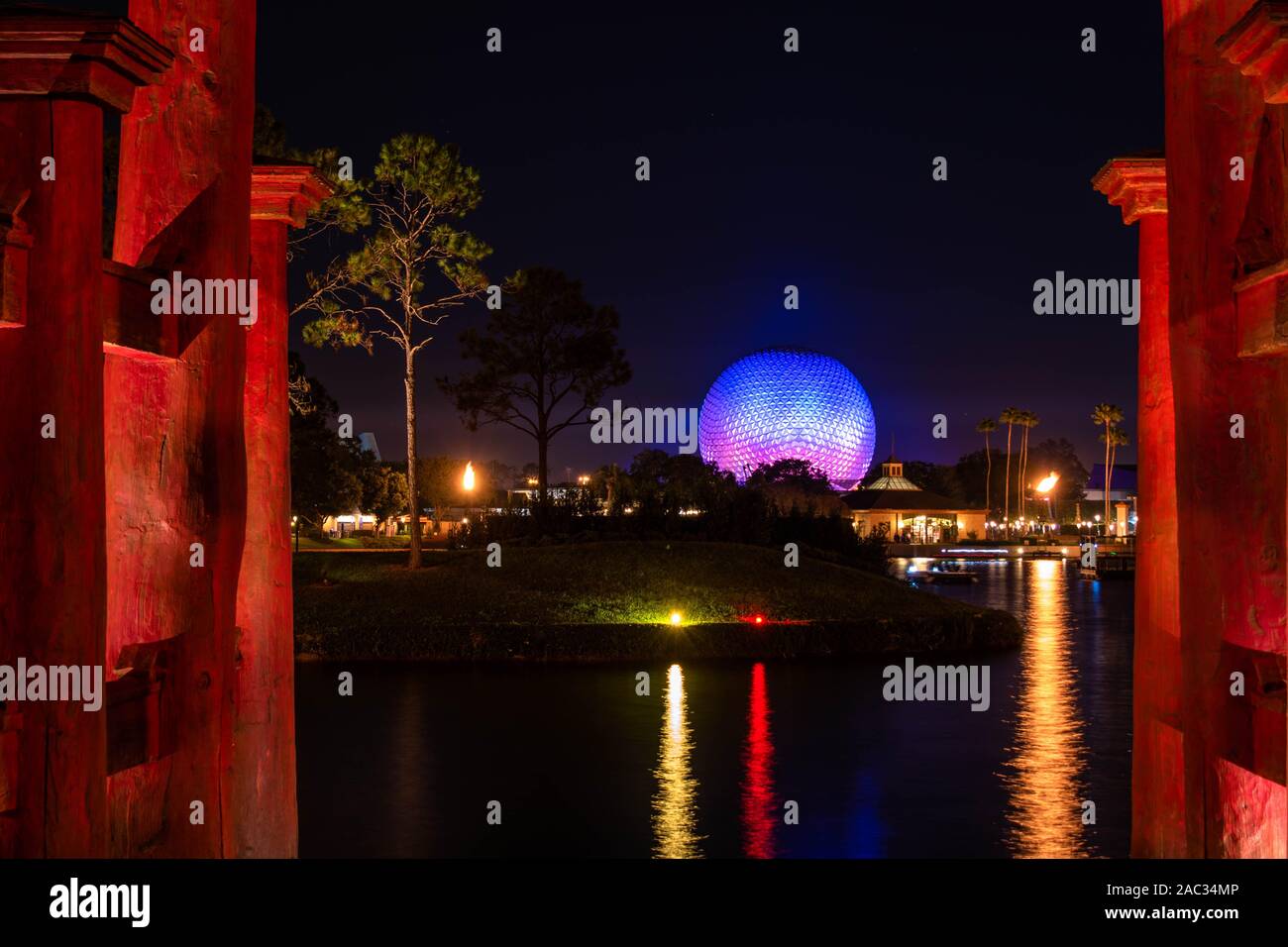 Orlando, Florida . November 18, 2019. Beautiful view of big sphere at ...