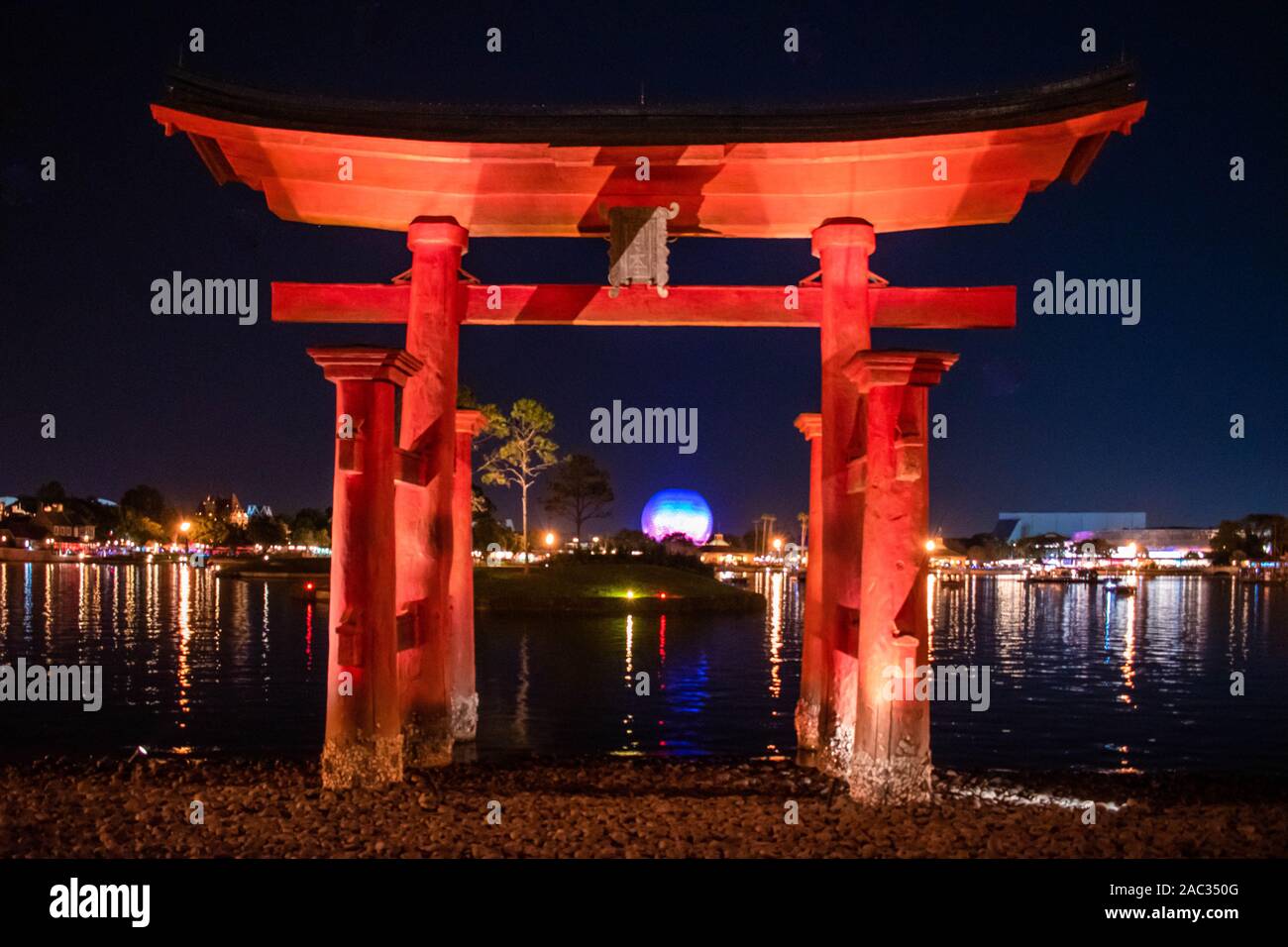 Orlando, Florida . November 18, 2019. Japan arch on blue night ...