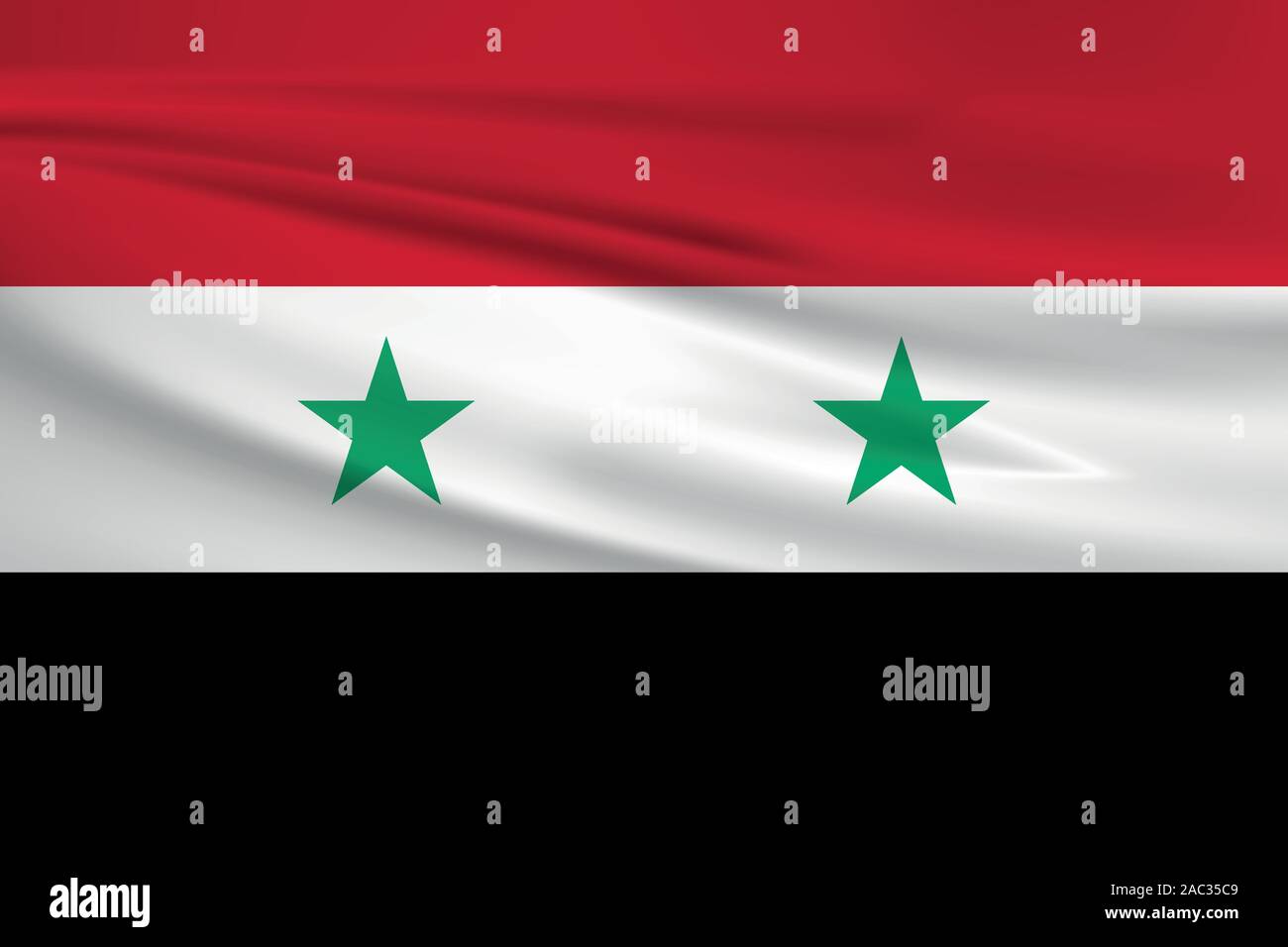 Waving Syria flag, official colors and ratio correct. Syria national ...