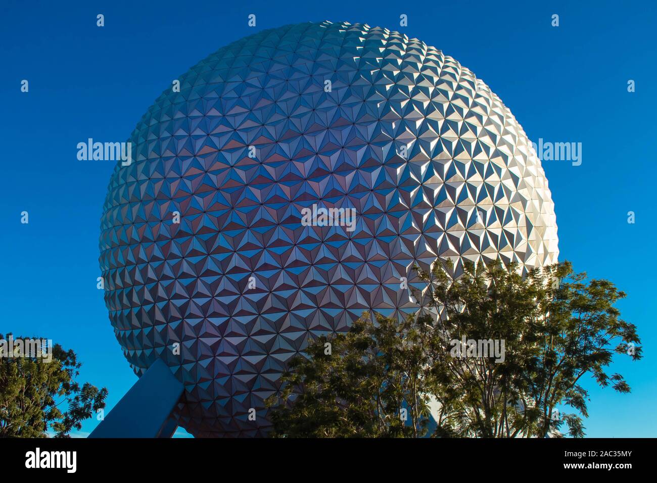 Orlando, Florida . November 18, 2019. Top view of big sphere at Epcot ...