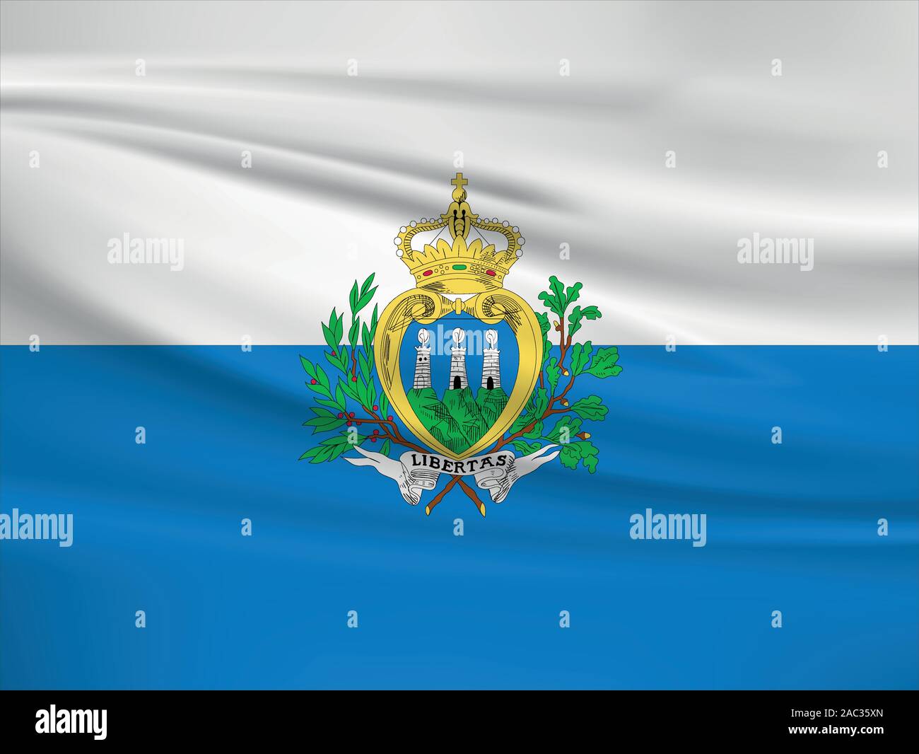 Waving San Marino flag, official colors and ratio correct. San Marino ...