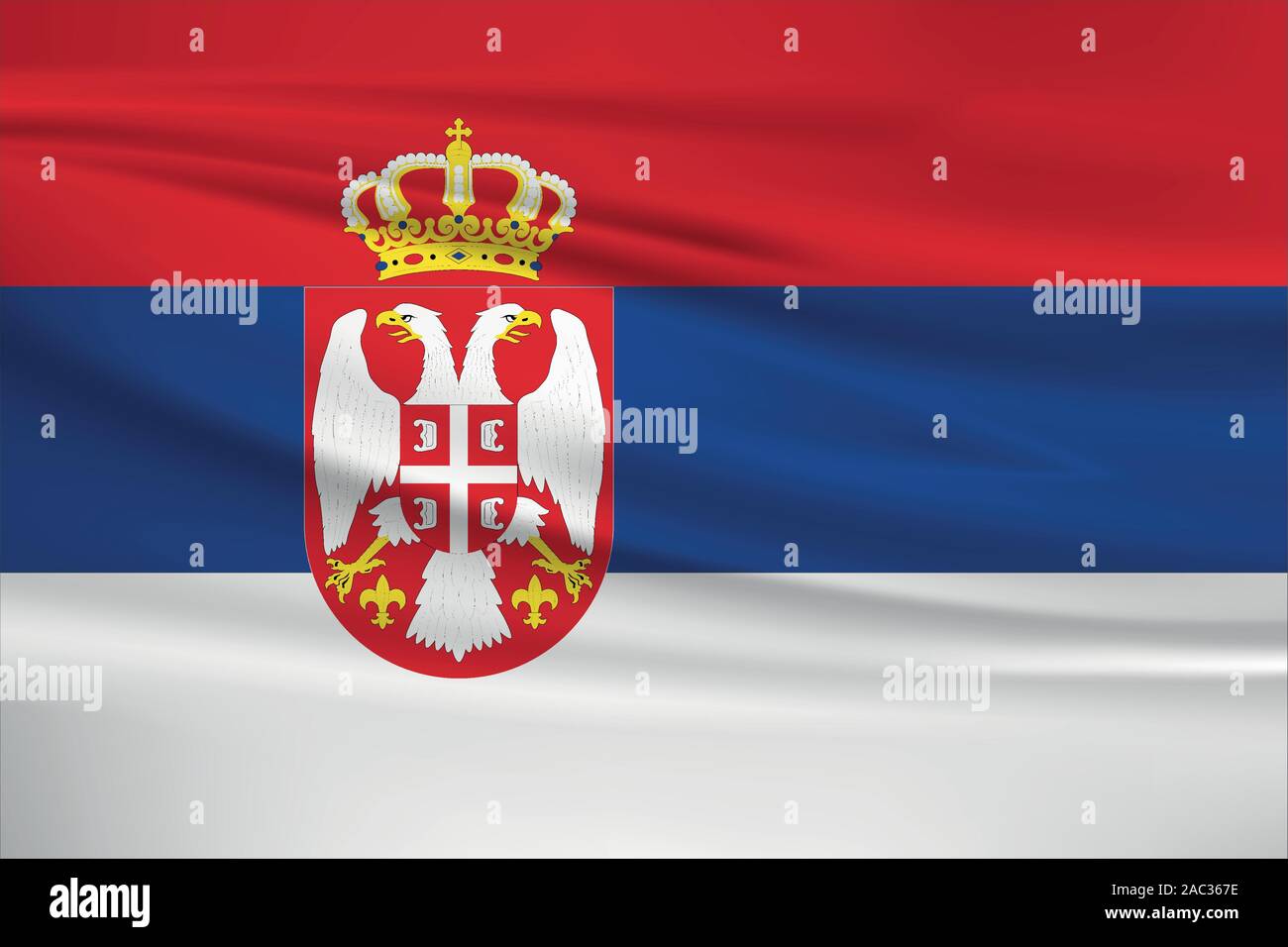 Waving Serbia flag, official colors and ratio correct. Serbia national ...