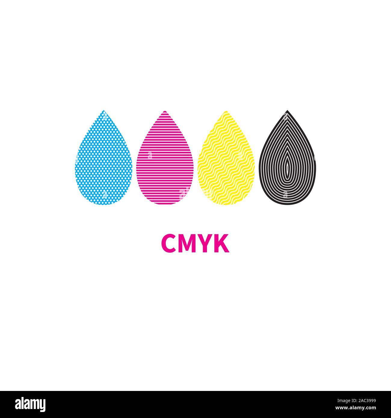 cmyk logo, ink drops icon, print house sign, vector illustration Stock ...