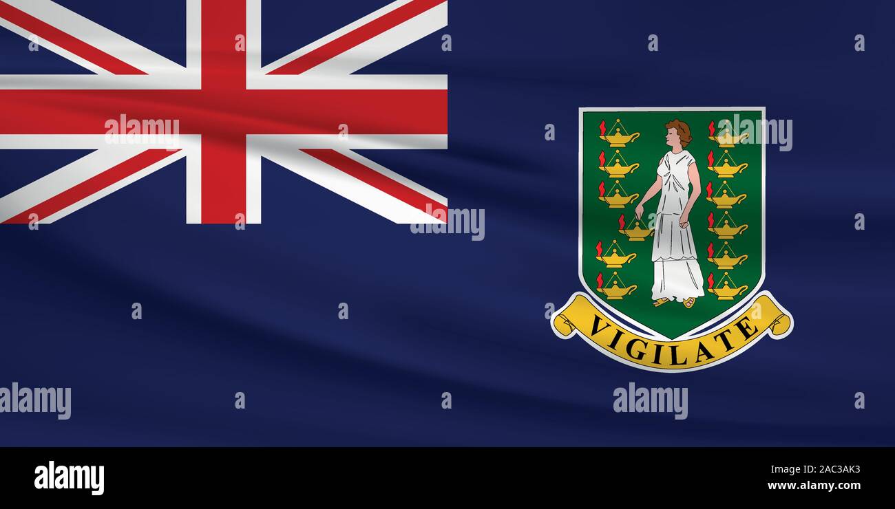Waving Virgin Islands flag, official colors and ratio correct. Virgin ...