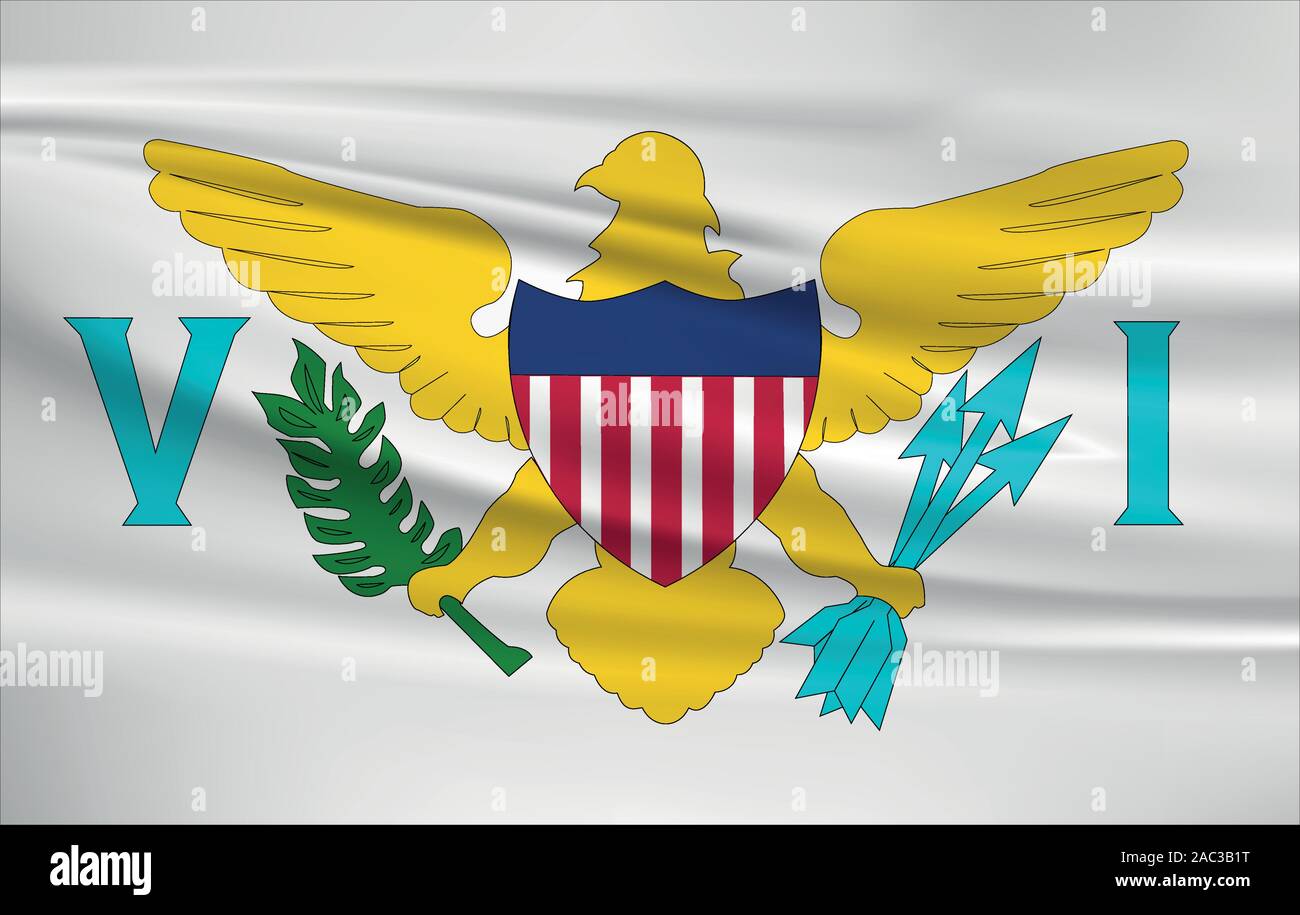 Waving Virgin Islands flag, official colors and ratio correct. Virgin ...