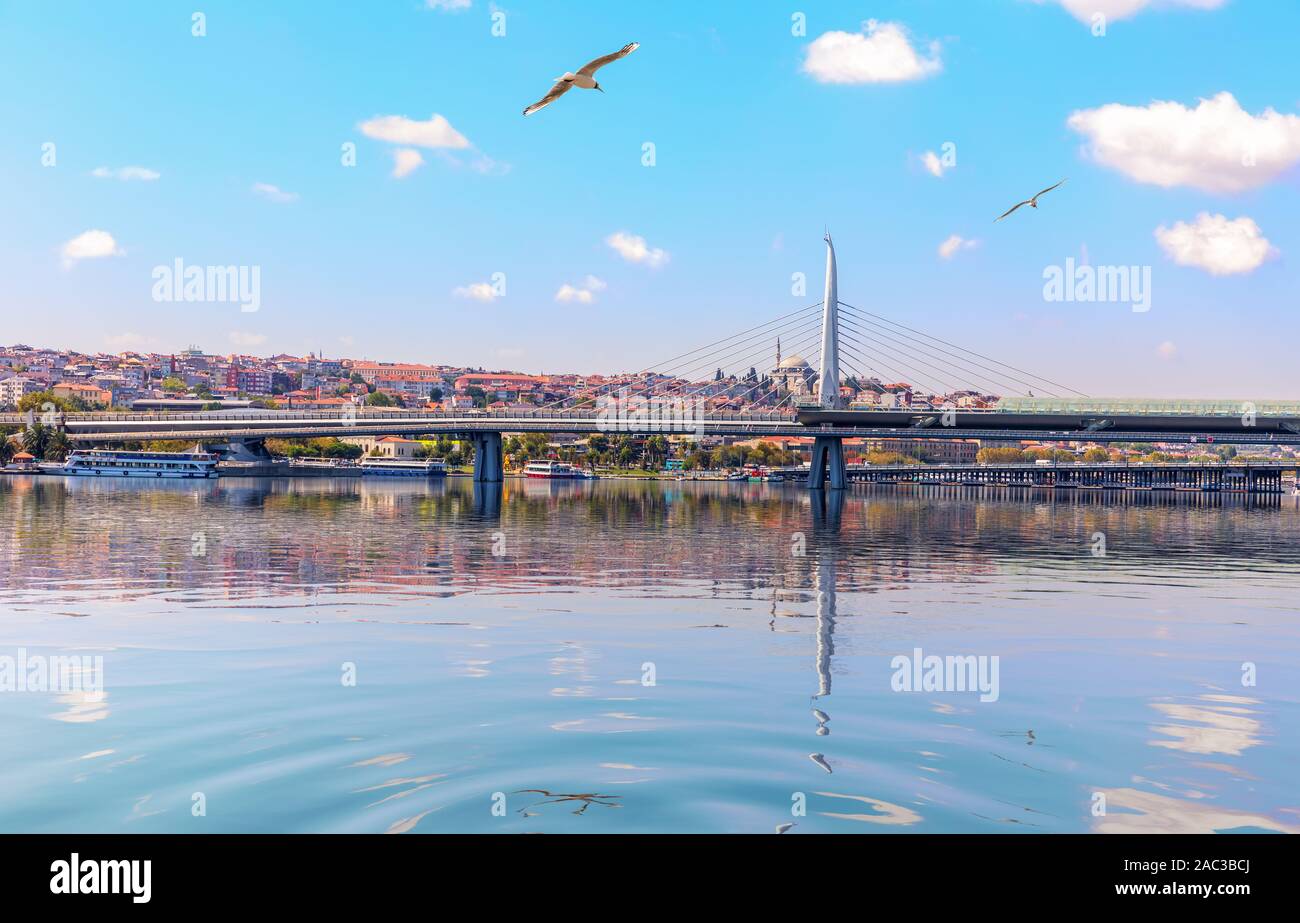 Halic Metro Bridge, beautiful sea view, Istanbul Stock Photo - Alamy
