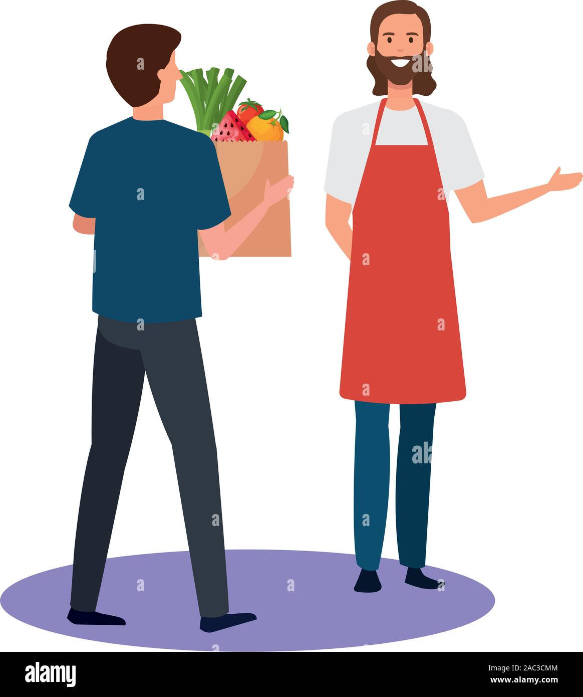 Isolated seller man and client vector design Stock Vector Image & Art ...