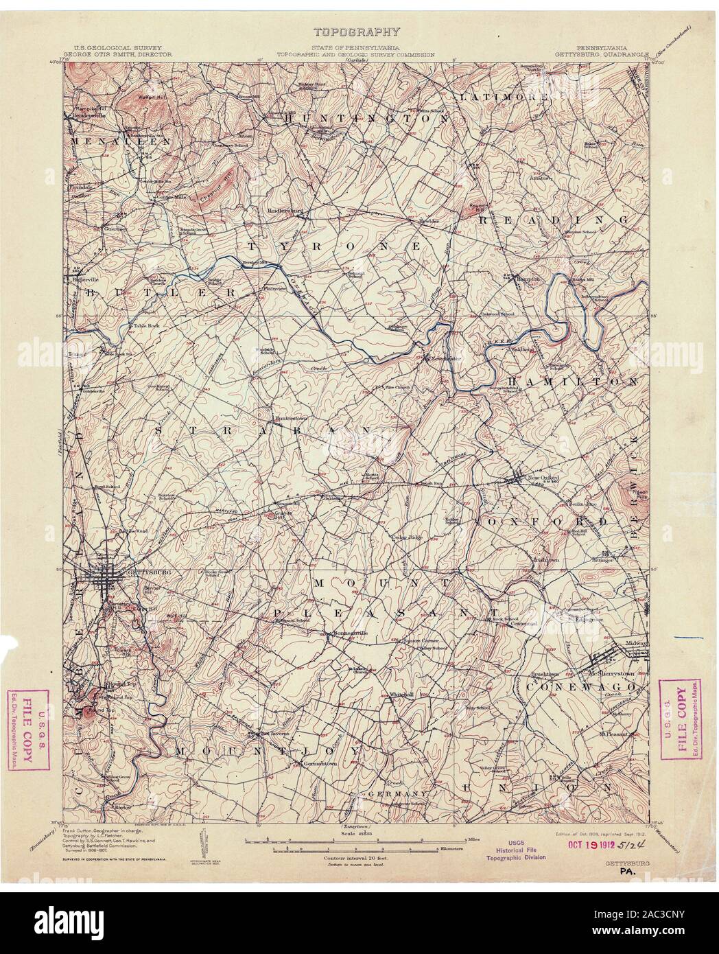 Gettysburg pennsylvania map hi-res stock photography and images - Alamy