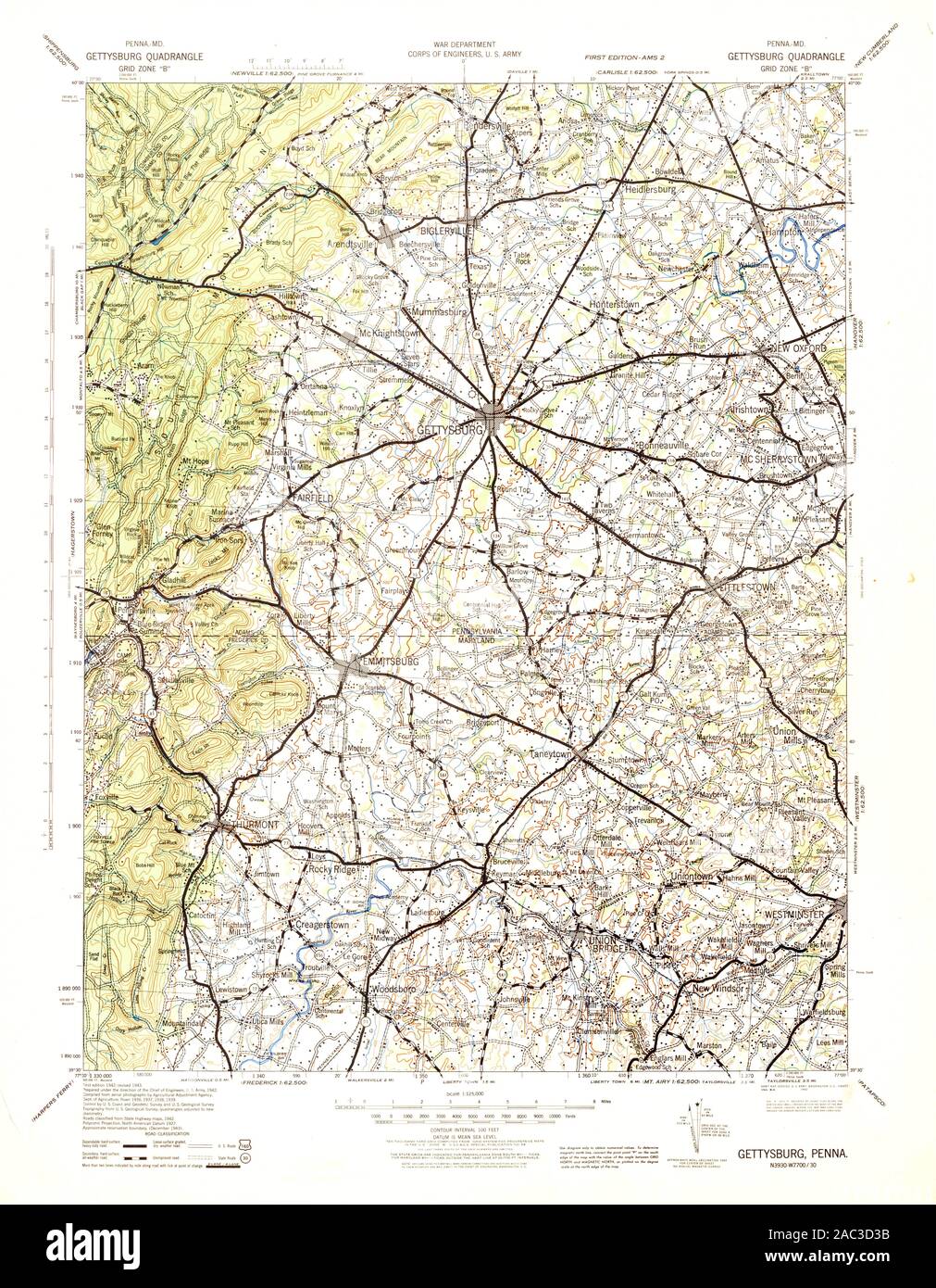 Gettysburg pennsylvania map hi-res stock photography and images - Alamy