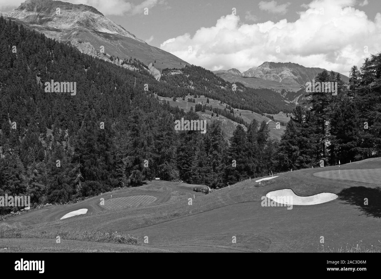 Swiss Alps: The golf-course of the legendary and luxury Kulm Hotel in ...