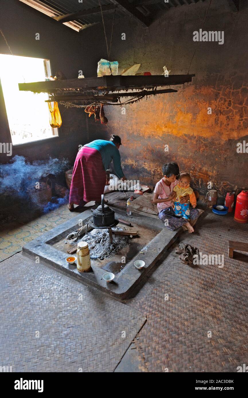 A Palaung tribal family home in the small village of Pein Ne Bin, near ...